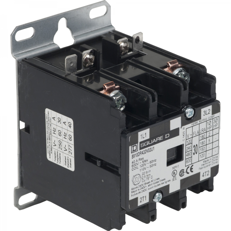 Contactor, Definite Purpose, 30A, 2 pole, 5 HP at 230 VAC, 1 phase, 208 ...