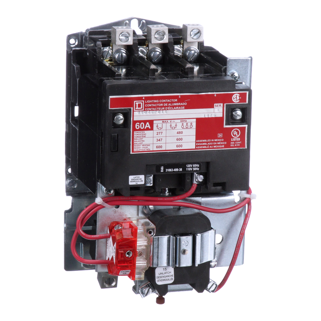 Contactor, Type S, multipole lighting, mechanically held, 60A, 3 pole ...