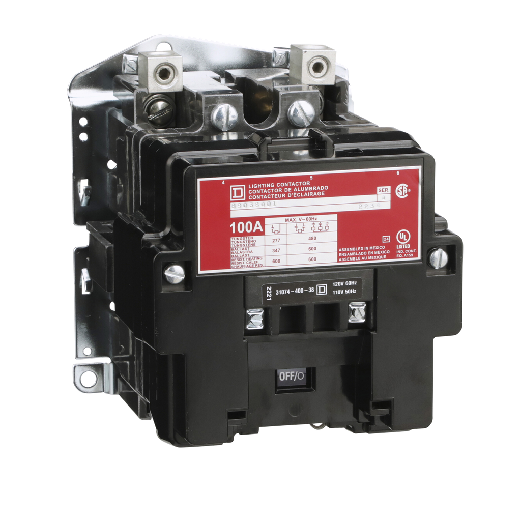 Contactor, Type S, multipole lighting, electrically held, 100A, 2 pole ...