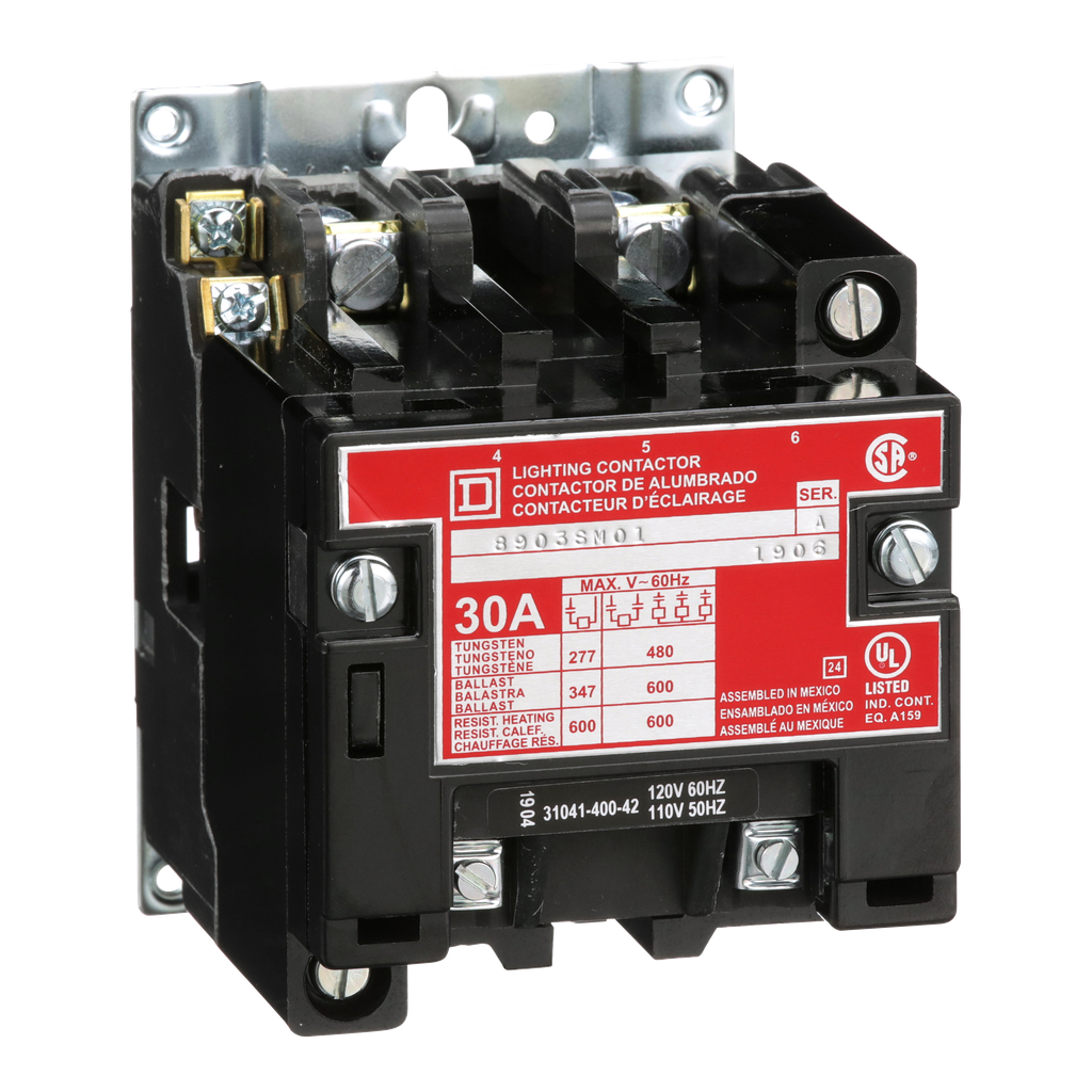 Contactor, Type S, multipole lighting, electrically held, 30A, 2 pole ...